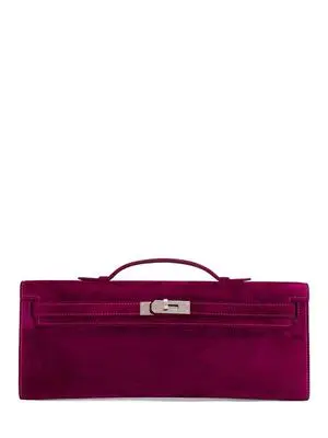 Hermès Kelly Cut Pochette In Burgundy Suede - Anemone