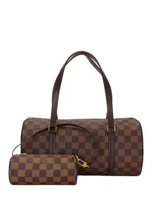 LOUIS VUITTON Damier Ebene Papillon 30 Handbag & Mini Pouch Set - Brown