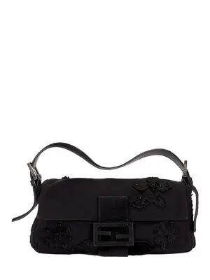 Fendi Beaded Baguette Shoulder Bag - Black