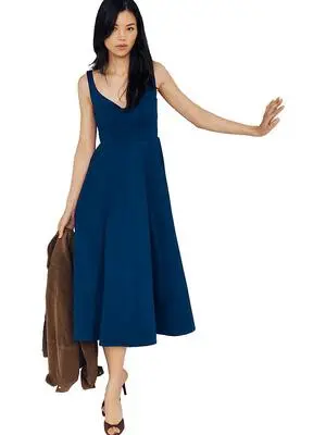 Maeve Sateen Midi Dress - Blue