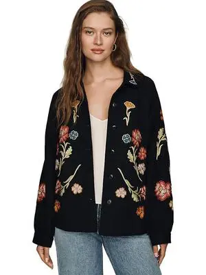 The Great. Cotton Embroidered Button-down Shirt - Almost Black