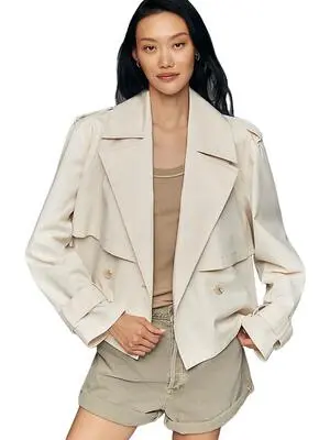 Joe's Jeans Cropped Trench Coat Jacket - Ecru