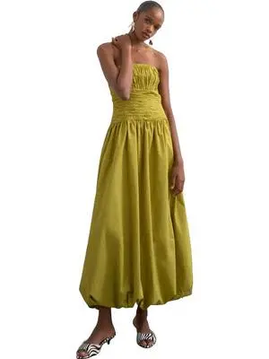 Topshop Strapless Bubble Hem Dress - Mgreen