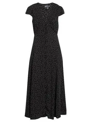 NOBODY'S CHILD Avery Polka Dot Midi Dress - Black