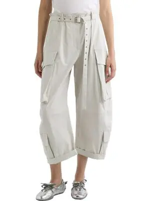 Acne Studios Pama Belted Twill Cargo Pants - Light Grey