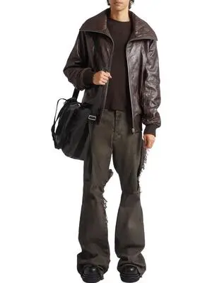 Rick Owens Dracuflight Leather Jacket - Grease