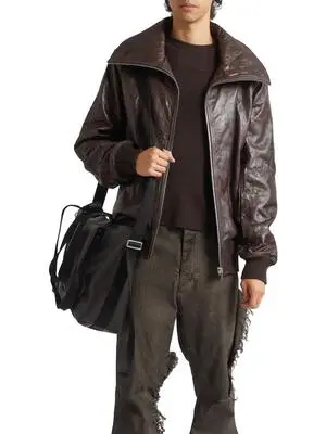 Rick Owens Dracuflight Leather Jacket - Grease