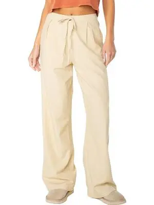 Roxy Mavericks Pleated Wide Leg Trousers - Pebble