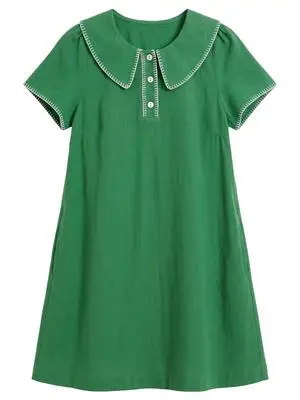 LOUCHE Louche A-Line Mini Dress With Contrast Stitching Green
