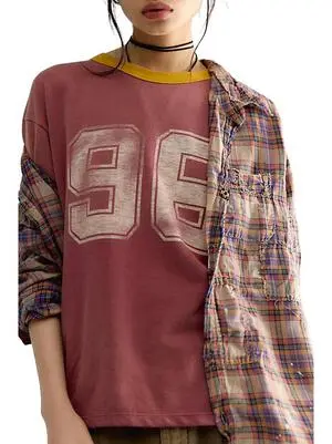 RAGABOND Graphic Ringer Tee - Pink