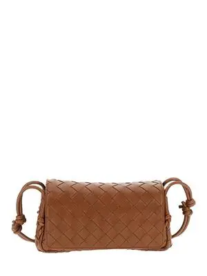 Bottega Veneta Bottega Veneta Leather Intrecciato Woven Evening Bag Brown