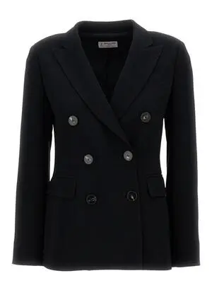 Alberto Biani Double-breasted Cady Blazer - Black
