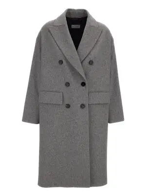 Alberto Biani Medium Length Double-breasted Wool Coat - Grigio