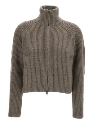 LISA YANG Sadie Zip Cardigan In Cashmere - Beige