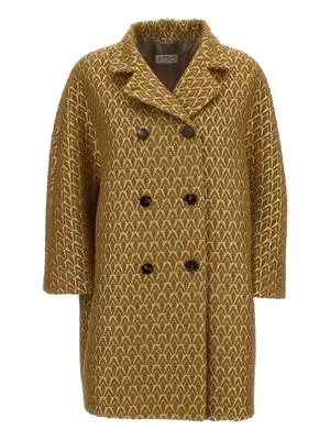 Alberto Biani Cappotto Doppiopetto Jacquard - Oro