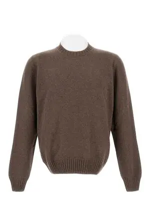 GRAN SASSO Ribbed Cashmere Crew Neck Sweater - Brown