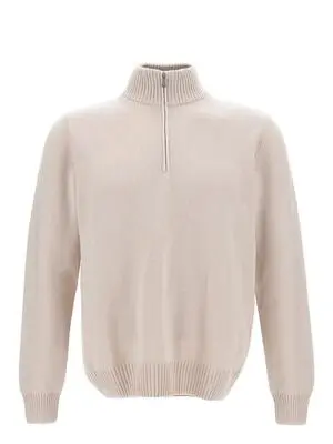 GRAN SASSO Zip-up Turtleneck Sweater - White