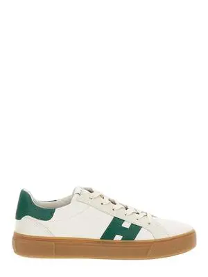 Hogan Lace Up Leather And Suede Sneakers - Bianco