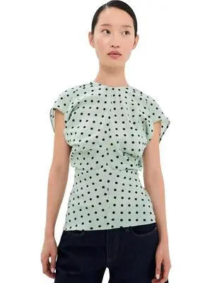 Marni Polka Dot Gathered Blouse - Mint