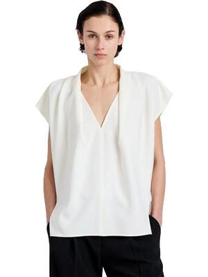 Proenza Schouler Ranli Top In Matte Double Crepe - Alabaster