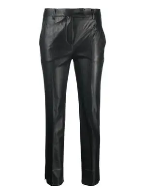 Incotex Slim-cut Faux-leather Trousers - Black