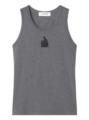 LANVIN Mother And Daughter Embroidered Tank Top - Dark Grey Blend