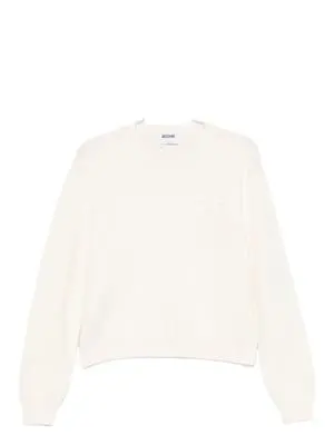Moschino Heart Motif Crew Neck Sweater - Ivory