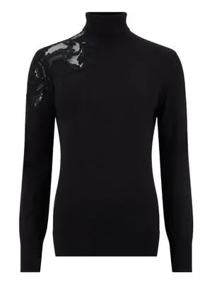 Ermanno Scervino Lace Detail Turtleneck Sweater - Black