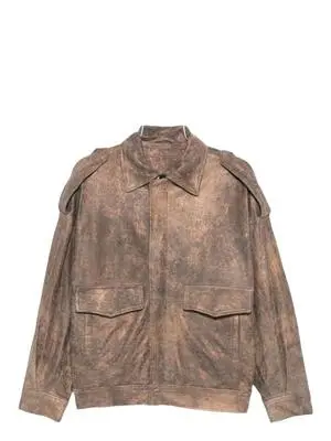 GIORGIO BRATO Distressed Leather Jacket - Brown