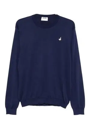 Moschino Long Sleeve Knit Top With Crew Neck - Blue