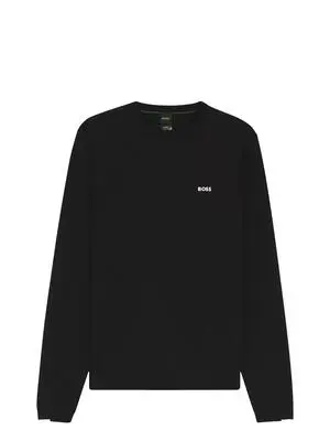 Hugo Boss Crewneck Knit Sweater With Ribbed Details - Black