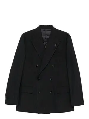 LARDINI Pinstripe Double-breasted Blazer - Blue