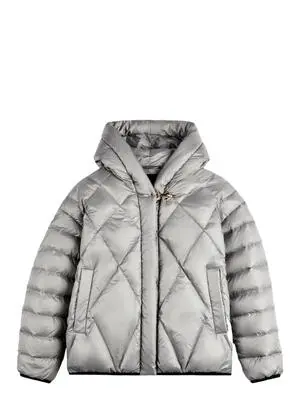 FAY Argyle Quilted Hooded Jacket - Grey