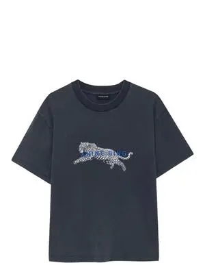 ANINE BING Cade Leopard Washed T-shirt - Washedblack
