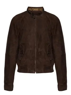 Dsquared2 Suede Zip-up Jacket With Button Collar - Black