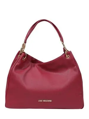 Moschino Leather Shoulder Bag With Gold Tone Hardware - Red