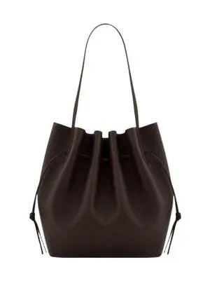 Yuzefi Yuzefi Scallop Tote In Espresso Pebble Grained Leather Black