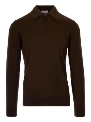PAOLO PECORA Long-sleeved Zip-up Sweater - Black