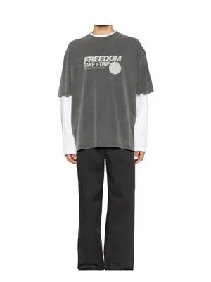 7 For All Mankind Graphic-print Crew-neck T-shirt - Dark Grey