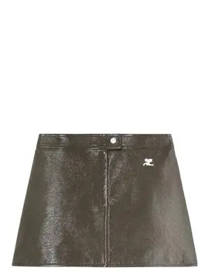 COURREGES Courreges Vinyl Mini Skirt With AC Logo Brown