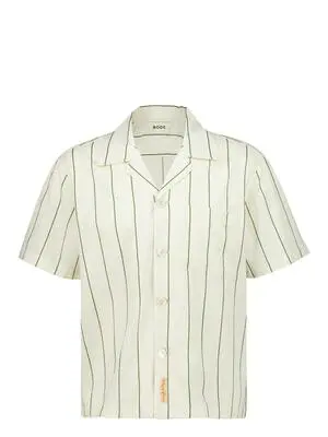 BODE Celery Striped Short-sleeve Shirt - White