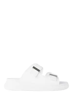 Alexander McQueen Logo Buckle Detail Flat Sandals - White