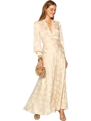 Rixo Emory Daisy Jacquard Gown - Cream