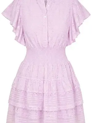 MUCHE & MUCHETTE Muche Et Muchette Biky Dress - Cotton Ruffled Shirt Dress Purple