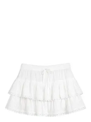 MUCHE & MUCHETTE Tiered Embroidered Skort - White