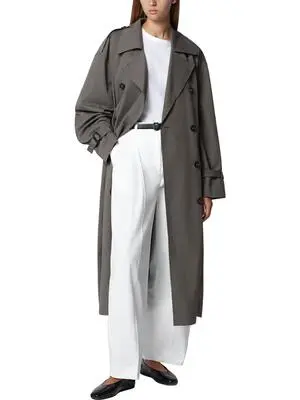 TOTEME Double-breasted Cotton-blend Trench Coat - Grey