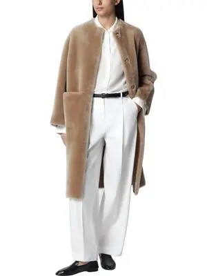 BLANCHA Hazelnut Reversible Shearling Coat - Brown