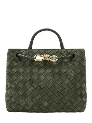 Bottega Veneta Bottega Veneta Andiamo Small Intrecciato Suede Bag Green