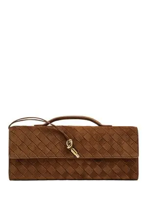 Bottega Veneta Andiamo Clutch With Suede Handle - Brown