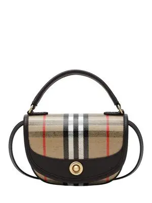 Burberry Highlands Mini Bag In Cotton And Linen Blend - Beige